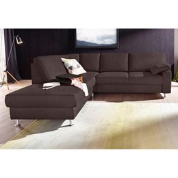 Sit & More sit&more Ecksofa &raquo;Belfort L-Form&laquo; wahlweise mit Vorziehsitz und Bettkasten braun Flachgewebe (100% Polyester);Luxus-Microfaser ALTARA NUBUCK (100% 