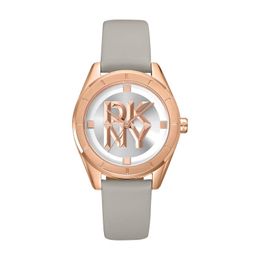 DKNY Damen DKNY Quarzuhr &raquo;Chambers Midi&laquo; Armbanduhr, Damenuhr, Lederarmband, analog Einheitsgr&ouml;&szlig;e