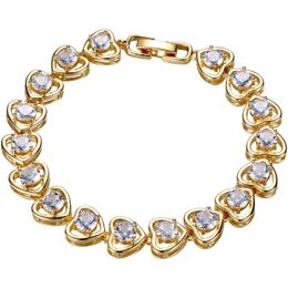Firetti Damen Armband &raquo;Schmuck Geschenk Kupfer Armschmuck Herzkettengliederung Liebe&laquo; mit Zirkonia (synth.) gold 19cm, Kupfer