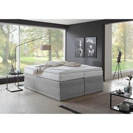 Westfalia Schlafkomfort Boxspringbett &raquo;Ibiza in den Breiten 160x200, 180x200cm & 200x200cm&laquo; grau Microvelours ohne Bettkasten,mit Topper, Liegefl&auml;che B/L: 180cm x 200cm, 