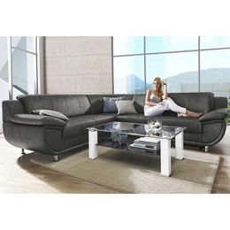 Trendmanufaktur Ecksofa &raquo;Rondo wahlweise mit Schlaffunktion, bequeme Armlehnen&laquo; L-Form, wahlw.mit Federkern, F&uuml;&szlig;e chromfarben, Unser Dauertiefpreis 