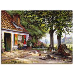 Artland Wandbild &raquo;H&uuml;hner auf dem Hof&laquo; Garten 1 Stk. tlg. als Leinwandbild, Poster in verschied. Gr&ouml;&szlig;en gr&uuml;n Leinwand B/H/T: 40cm x 30cm, Leinwandbild Garten 