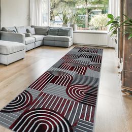 OTTO home Teppich &raquo;Lysandra&laquo; rechteckig 8 mm H&ouml;he 3D-Effekt, softer Kurzflor, pflegeleicht, leichter Glanz, Scandi-Look rot Kunstfaser B : 67cm 1 Stk.