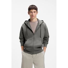Hugo Herren Kapuzensweatjacke, grau, Gr. XL, unifarben, Sweatware, Obermaterial: 100% Baumwolle, Sweatjacken, Relaxed Fit, Kapuze, Taschen