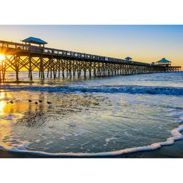 papermoon Fototapete &raquo;Folly Pier Winter Sunrise&laquo; glatt bunt Vlies B/L: 3,5m x 2,6m, Bahnen: 7 Stk.