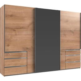wimex Schwebet&uuml;renschrank &raquo;Level by fresh to go&laquo; mit Glast&uuml;r grau B/H/T: 300cm x 216cm x 65cm, Schubladen: 6 Stk. T&uuml;ren: 3 Stk.