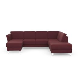 Sit & More sit&more Wohnlandschaft &raquo;Visby U-Form&laquo; Wahlweise mit Schlaffunktion und Stauraum, frei im Raum stellbar rot B/H/T: 303cm x 87cm x 213cm, Soft clean, 