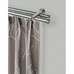 Garesa Gardinenstange &raquo;CHAPEAU&laquo; &Oslash; 20 mm 2 l&auml;ufig-l&auml;ufig Wunschma&szlig;l&auml;nge Vorhanggarnitur, mit Ringe und Haken, verl&auml;ngerbar, edelstahl optik silber B/L: