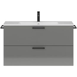 Nobilia Waschtisch-Set &raquo;Tolvina&laquo; vormontiert, mit Soft-Close, 1 Stk. tlg. grau B/H/T: 101cmcm x 59,1cmcm x 48,7cmcm, Griffe schwarz