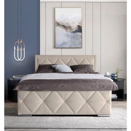 Home Affaire Boxbett &raquo;Alfie, inkl. Bettkasten&Topper&laquo; Wahlweise mit Knopfsteppung oder Strasssteinen, H2, H3 und H4 w&auml;hlbar beige Holzwerkstoff, 