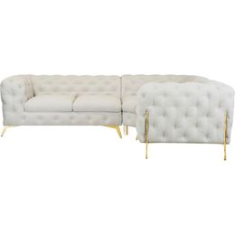 Home Affaire Chesterfield-Sofa &raquo;Amaury L-Form&laquo; moderne Chersterfield-Optik, Breite 262 cm, Fu&szlig;farbe w&auml;hlbar beige Struktur (100% Polyester);Samtoptik 