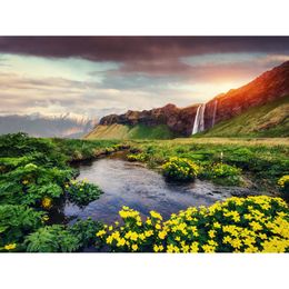papermoon Fototapete &raquo;Seljalandfoss waterfall Iceland&laquo; glatt bunt Vlies B/L: 5m x 2,8m, Bahnen: 10 Stk.