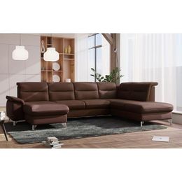 Sit & More sit&more Wohnlandschaft &raquo;Astoria U-Form&laquo; wahlweise mit motorischer Relaxfunktion braun 100% Polyester B/H/T: 327cm x 91cm x 225cm, Luxus-Microfaser 