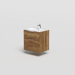 Welltime Waschtisch &raquo;Ahus&laquo; mit Soft-Close-Funktion, Vollausz&uuml;ge, inkl. Waschbecken Breite 60 cm braun 60cm, B/H/T: 61cm x 61,8cm x 46cm
