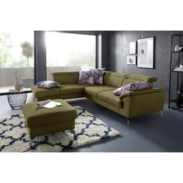 Sit & More sit&more Ecksofa &raquo;Percy L-Form&laquo; 12 cm Fu&szlig;h&ouml;he, Sitztiefenverstellung, wahlweise in 2 Fu&szlig;farben gr&uuml;n B/H/T: 270cm x 77cm x 235cm, Luxus-Microfaser 