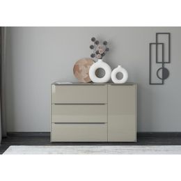 set one by Musterring Sideboard &raquo;Reno&laquo; 1 Stk. tlg. Mit Gleitern und in verschiedenen Farben erh&auml;ltlich beige Glas, Holzwerkstoff B/H/T: 137cm x 94cm x