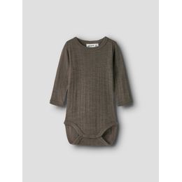 name it M&auml;dchen Langarmbody "NBMWANG WOOL NEEDLE LS BODY SOLID NOOS", Gr. 50morel, Strick, Obermaterial: 100% Wolle, unifarben, Bodys, aus reiner