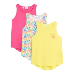 bonprix M&auml;dchen Shirttop, bunt, Gr. 140, Obermaterial: 100% Baumwolle, Tops, Packung mit 3 Shirttops, &auml;rmellos, lockere Passform, aus Baumwolle