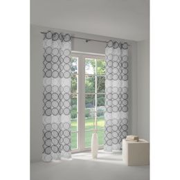 WIRTH Vorhang &raquo;Zirbello&laquo; &Ouml;sen 1 Stk. tlg. grau Jacquard, Baumwolle, Polyester 145cm, &Ouml;sen, 132cm