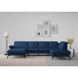 Sit & More sit&more Wohnlandschaft &raquo;Fashion U-Form&laquo; wahlweise mit Kopfteilverstellung, Vorziehsitz, motorisch, Metallf&uuml;&szlig;e blau B/H/T: 338cm x 84cm x 207cm, Soft 