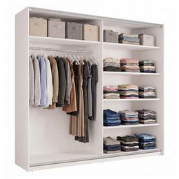 Home Affaire Kleiderschrank &raquo;LISELOTTE mit Spiegel, wahlweise mit Beleuchtung, Breite 221 cm&laquo; Garderobe mit 2 Schwebet&uuml;ren, wei&szlig; oder cashmere, B/H/T: