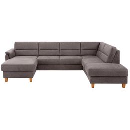 Home Affaire Wohnlandschaft &raquo;Palmera U-Form, B: 308 cm&laquo; optional Schlaffunktion & Bettkasten, Federkern grau 100% Polyester;Struktur (100% Polyester);