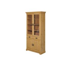 OTTO home Vitrine &raquo;R&uuml;gen&laquo; zertifiziertes Massivholz, H&ouml;he 192 cm, im Landhausstil beige Massivholz natur, B/H/T: 95cm x 192cm x 40cm, Schubladen: 2 