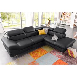 COTTA Ecksofa &raquo;Driver L-Form, B: 265 cm&laquo; Kopfteilverstellung, optional Schlaffunktion & Bettkasten schwarz Kunstleder SOFTLUX ;LEDER BEEFY (ein 