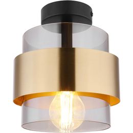 Globo LIGHTING Deckenleuchte &raquo;MILLEY&laquo; E27 1 Stk. Deckenlampe/Metall/Glas/Messingring/Wohnzimmer/Flur schwarz 1 Stk.