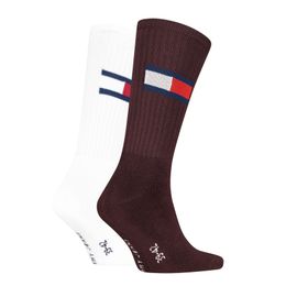 Tommy Hilfiger Herren Socken "TH UNI TJ SOCK 2P FLAG", Gr. 39, braun, Baumwollmischung, Socken, mit gro&szlig;em Logo