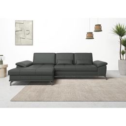 OTTO home Ecksofa &raquo;Costello L-Form, B: 301 cm mit Sitztiefen-, Armteilverstellung &&laquo; 3 Nierenkissen, optional Schlaffunktion & Bettkasten grau Luxus-