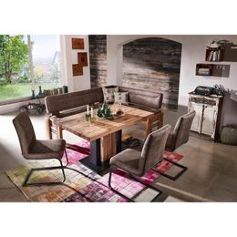 K+w Komfort & Wohnen K+W Komfort & Wohnen Eckbankgruppe &raquo;Floyd&laquo; Set, 5 Stk. tlg. Stauraum-Eckbank, wahlweise rechts oder links langer Schenkel 203cm braun B/H/T: 163cm x 