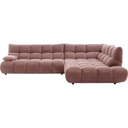 Home Affaire Ecksofa &raquo;Cozy Bubble, mit klappbarer Armlehne, Breite 324 cm&laquo; mit eleganter Steppung, Rundumbezug & weicher Polsterung rosa 95% Polyester