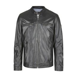 Bugatti Herren Bomberjacke "BUDANILO", schwarz, Gr. 56, uni, Obermaterial: 100% Lammleder LEL. Futter: 100% Baumwolle CO. 100% Baumwolle CO., Jacken,