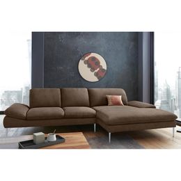 W.Schillig Ecksofa &raquo;enjoy&MORE, Designsofa, bequem, zeitlos und elegant, L-Form&laquo; mit Sitztiefenverstellung, F&uuml;&szlig;e silber matt, Breite 340 cm braun 
