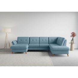 Sit & More sit&more Wohnlandschaft &raquo;G&ouml;teborg&laquo; inkl. Sitztiefenverstellung, wahlweise mit Bettfunktion & Bettkasten blau B/H/T: 327cm x 90cm x 226cm, Flachgewebe 