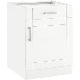 KOCHSTATION Unterschrank &raquo;KS-Tinnum&laquo; 60 cm breit, MDF-Fronten, Metallgriff, 1 Schubkasten, 1 T&uuml;r wei&szlig; Holzwerkstoff wei&szlig;, B/H/T: 60cm x 82cm x 60cm