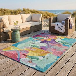 Sansibar Teppich &raquo;Rantum Beach SA-022&laquo; rechteckig 5 mm H&ouml;he Flachgewebe, modernes Design, Motiv M&ouml;ven, In- & Outdoor geeignet bunt Polypropylen B : 190cm 1 Stk
