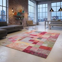 Gino Falcone Teppich &raquo;Cosima-112&laquo; rechteckig 3 mm H&ouml;he Flachgewebe, mit Chenillegarn, modernes Patchwork-Design, Ornamente bunt Polyester B : 190cm 1 Stk., 3mm, L: