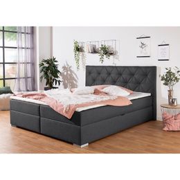 Home Affaire Boxbett &raquo;Tynan&laquo; wahlweise mit Bettkasten, in H2, H3 & H4 erh&auml;ltilich grau Struktur Mit Bettkasten, Liegefl&auml;che B/L: 180cm x 200cm, 