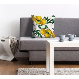 queence Dekokissen &raquo;Mike&laquo; Kissenh&uuml;lle,Zitronen,Zitronenbaum,Fruchtmotiv,Sommerlich,Gelb,Frisch gelb Polyester B/L: 40cm x 40cm, 1 Stk.