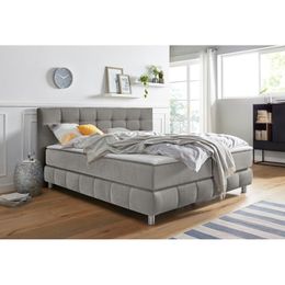 Home Affaire Boxspringbett &raquo;Salo&laquo; incl. Topper, 6 Breiten, 2 H&auml;rtegrade, TFK auch in H&auml;rtegrad 4 grau Struktur (100% Polyester);Bezug der 