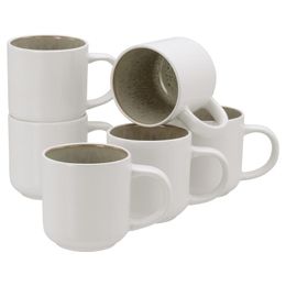 OTTO home Becher &raquo;modernes 6-teiliges Kaffeebecher-Set Novalee&laquo; hohe Haltbarkeit, sp&uuml;lmaschinen- & mikrowellengeeignet, Reaktivglasur wei&szlig; Steinzeug &Oslash;