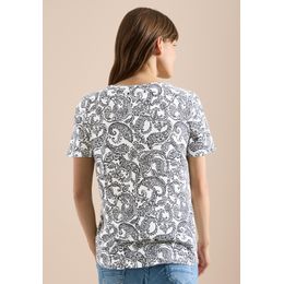 Cecil Damen T-Shirt, schwarz-wei&szlig;, Gr. M, Paisley, Web, 50% Baumwolle, 50% Modal, Shirts, bestehend aus einem Materialmix