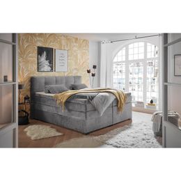ED EXCITING DESIGN Boxspringbett &raquo;FANES, Doppelbett mit Bettkasten und Taschenfederkernmatratze H3&laquo; mit 7cm Visco-Topper, hochwertiger Microvelours-