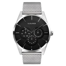 s.Oliver Herren s.Oliver Multifunktionsuhr &raquo;Round Basic&laquo; Quarzuhr, Armbanduhr, Herrenuhr, Edelstahlarmband, analog schwarz Einheitsgr&ouml;&szlig;e