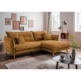 Home Affaire Ecksofa &raquo;Lazio modern und bequem, schmale Armlehnen, tolle Detailverarbeitung&laquo; zwei verschiedene Fu&szlig;farben w&auml;hlbar gold 93% Polyester, 7%