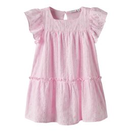 name it M&auml;dchen Spitzenkleid "NMFDETINES SS DRESS", rosa, Gr. 122, Jacquardmuster, Spitze, Obermaterial: 100% Baumwolle, Kleider