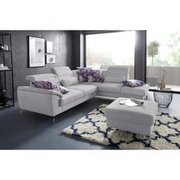 Sit & More sit&more Ecksofa &raquo;Percy L-Form&laquo; 12 cm Fu&szlig;h&ouml;he, Sitztiefenverstellung, wahlweise in 2 Fu&szlig;farben silber B/H/T: 270cm x 235cm, Luxus-Microfaser Paris, 