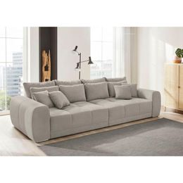 Jockenh&ouml;fer Big-Sofa &raquo;Moldau&laquo; Mega-Sofa, mit 4 Zierkissen & Federkern grau Feinstruktur (100% Polyester) in Sitz, R&uuml;cken- und Zierkissen;Luxus-Microfaser Alca Top